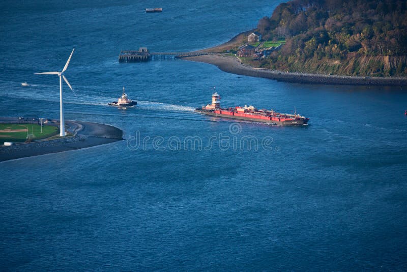 Tug boat pushing barge stock photo. Image of atlantic - 26129076