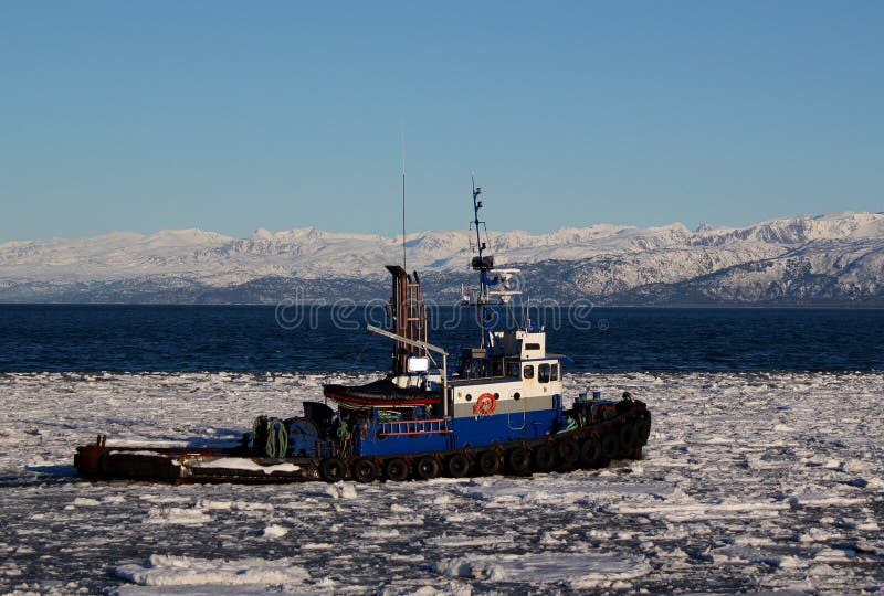 Tug Boat Pushing through Ice Stock Image - Image of harbor, cold: 23355657