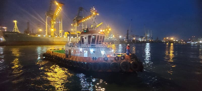Tug Boat at Tanjung Priok Harbour Editorial Photography - Image of ...