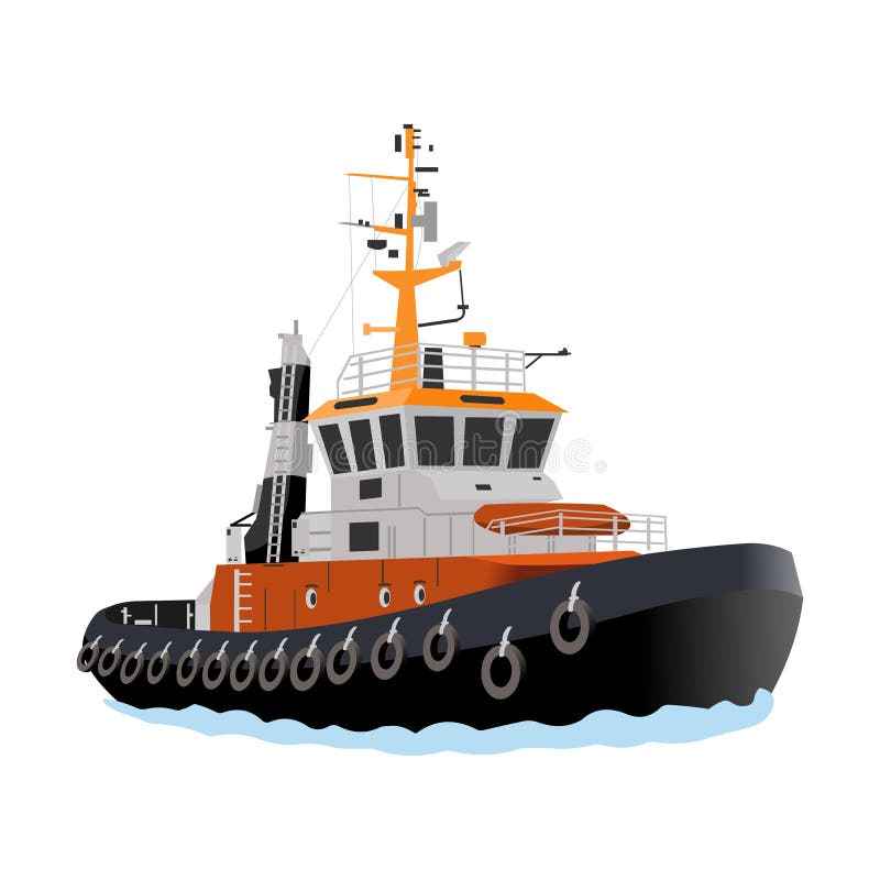 Cartoon tug boat stock vector. Illustration of transportation - 18147105