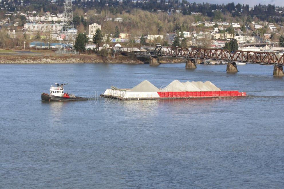 Tug and Sand Barge stock photo. Image of heavy, lower - 28618442