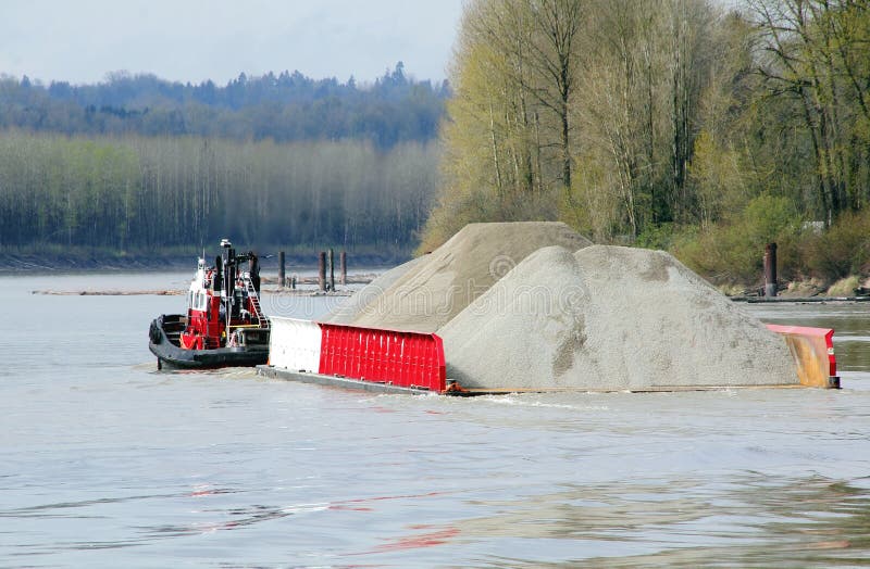 Tug and Sand Barge stock photo. Image of heavy, lower - 28618442