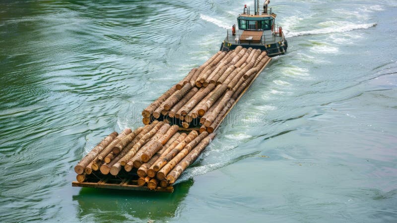 Tug Towing Timber on Fraser River Stock Photo - Image of travel, season ...