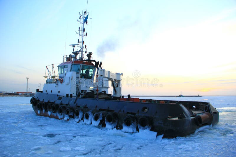 Tug Vessel stock photo. Image of cold, offshore, blue - 51420202