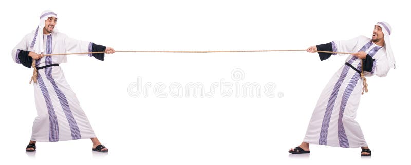 The Tug of War Concept on White Stock Image - Image of rivalry, arab ...