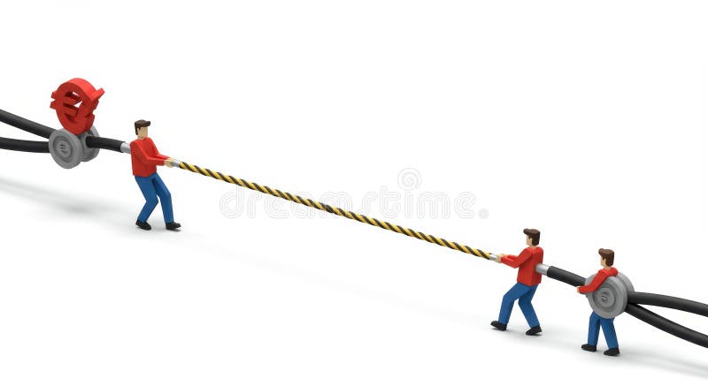 Tug-of-War for the Euro stock illustration. Illustration of design ...