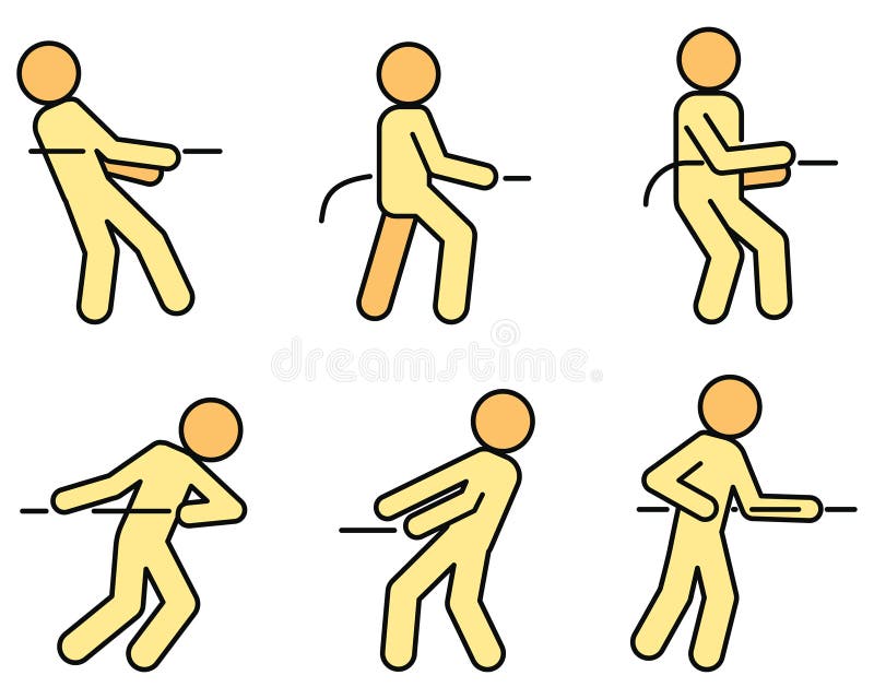 Tug of War Game Icons Set Vector Color Stock Illustration ...