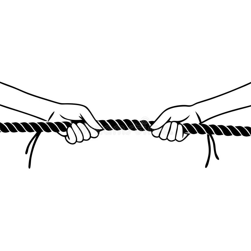 Tug of War Hands Gripping Rope Symbolizing Competition and Teamwork ...