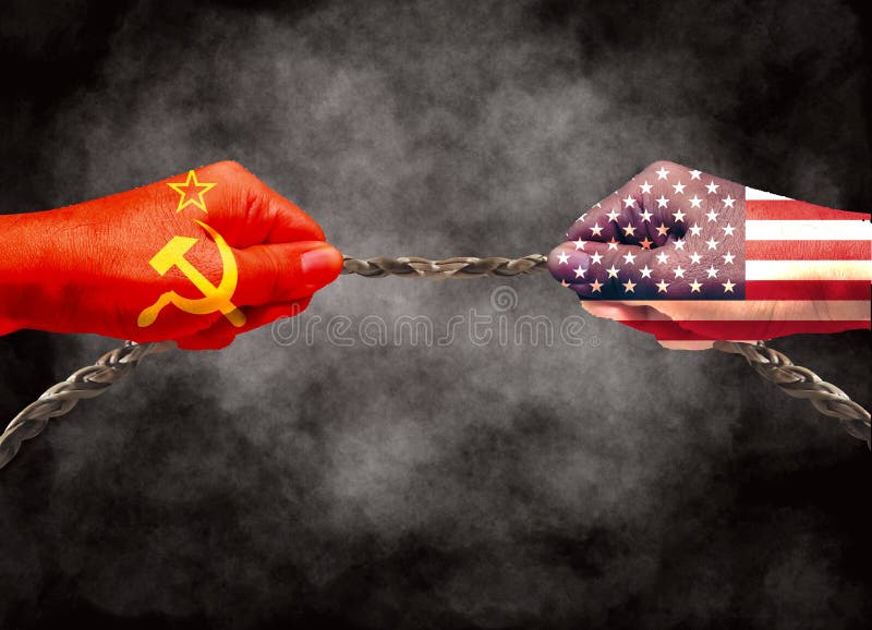 Flag of the USSR (1922-1991). American Flag (50 Stars) Stock Photo ...