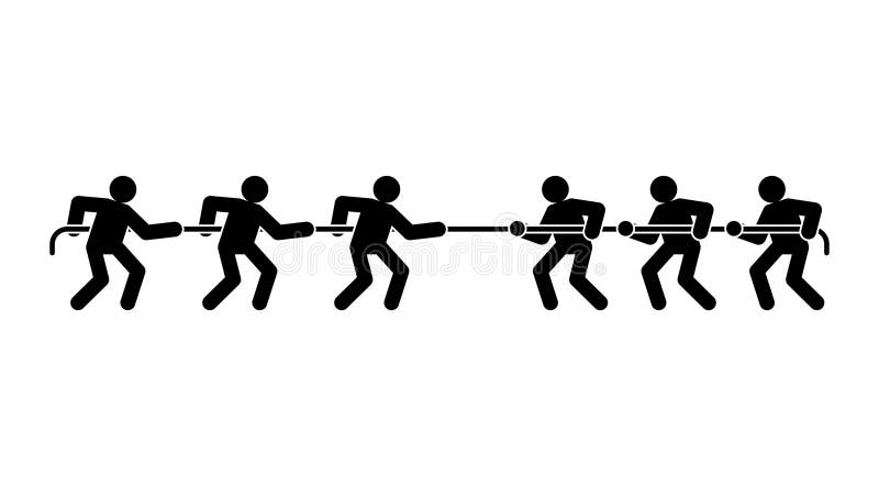 Tug of War Sign. People are Pulling Rope. Concept of Confrontation ...