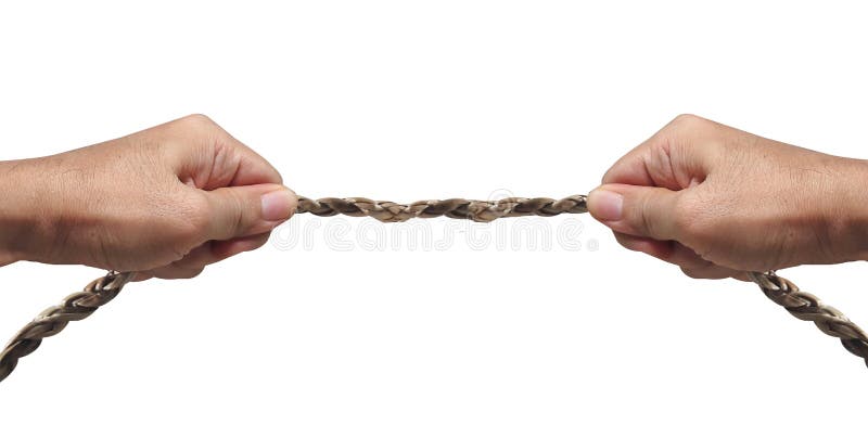 Tug of War. Two People Pulling the Rope in Opposite Directions ...