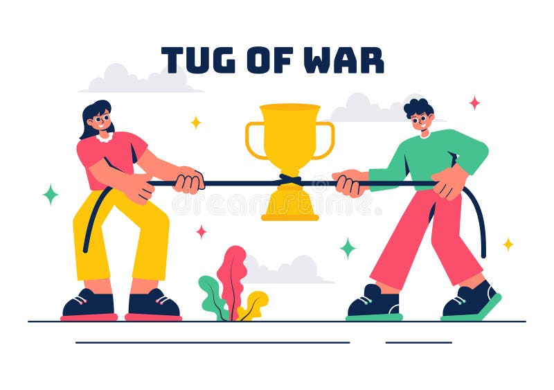 Tug of War Vector Illustration Featuring People Pulling Opposite Ends ...
