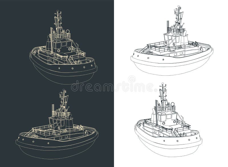 Tugboat Blueprints Illustrations Stock Vector - Illustration of heavy ...