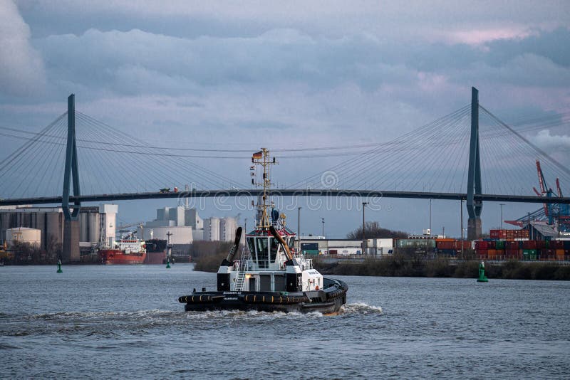 Tugboat Driving To a Bridge Editorial Stock Photo - Image of ship, view ...
