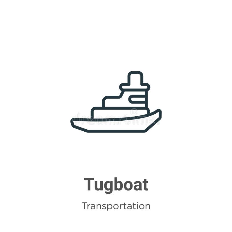 Tugboat Outline Vector Icon. Thin Line Black Tugboat Icon, Flat Vector ...