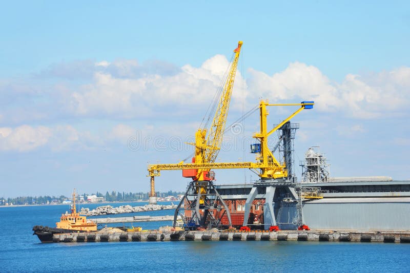 Tugboat and Port Cargo Crane Stock Image - Image of nautical, odessa ...