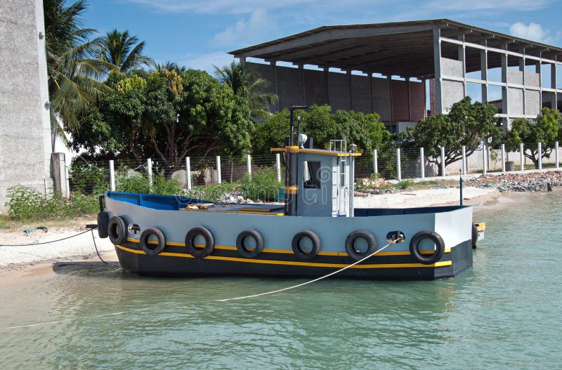 Blue Tugboat at Sea stock photo. Image of logistic, transportation ...