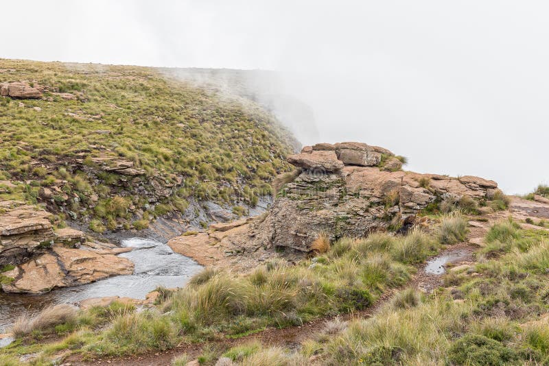 Tugela River at the Top of the Tugela Falls Stock Photo - Image of ...