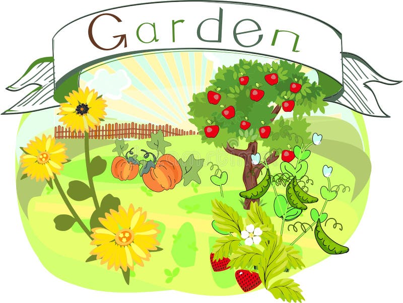 Moestuin Met Verschillende Groenten Vector Illustratie - Illustratie ...