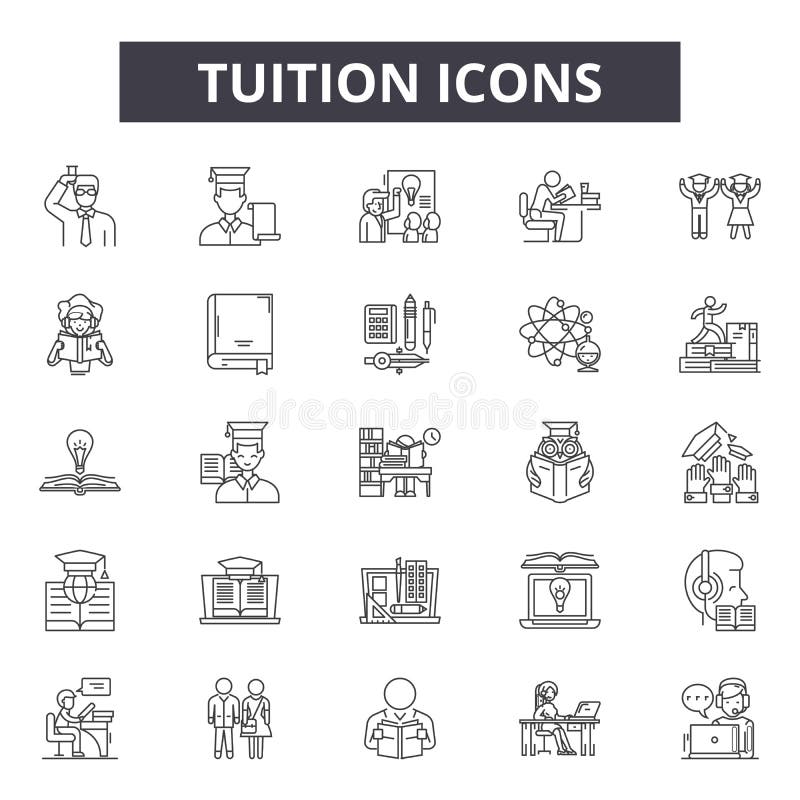 Tuition Line Icons, Signs, Vector Set, Linear Concept, Outline ...