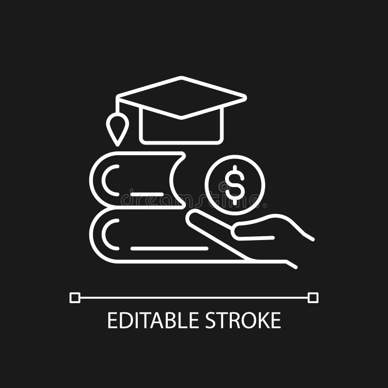 Tuition Reimbursement White Linear Icon for Dark Theme Stock Vector ...