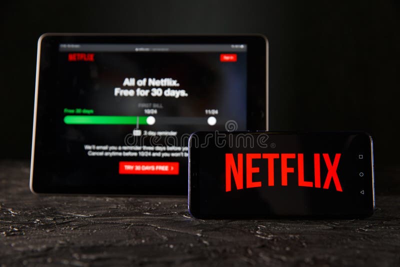 Netflix on tablet pc editorial stock photo. Image of subscribe - 37416153