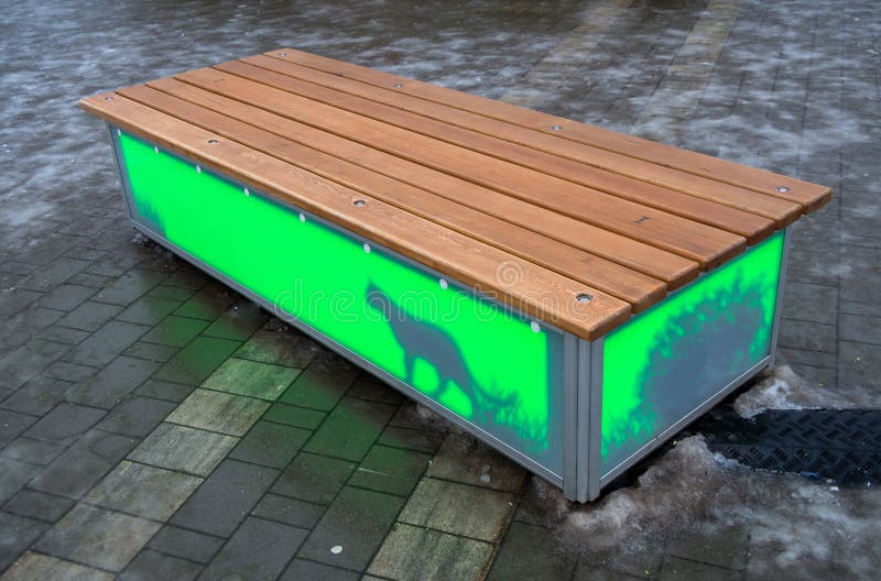 Interactive Bench with LED Screen Editorial Stock Photo - Image of ...