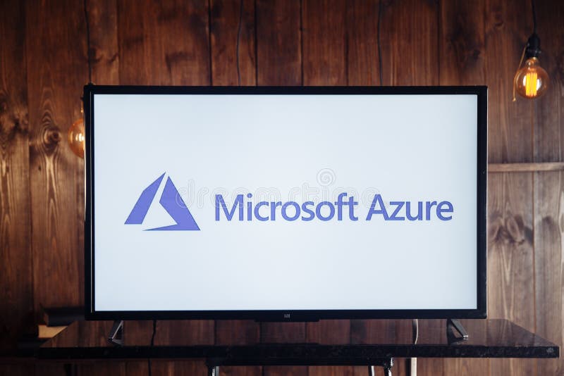 Tula, Russia, 04 May 2020: Microsoft Azure on the TV Screen Isolated ...