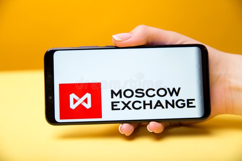 Tula, Russia 17. 06 2019 Moscow Exchange on the Phone Display. Editorial Photo - Image of floor ...