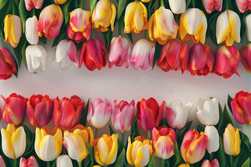Tulip Banner with Space for Text Stock Illustration - Illustration of ...