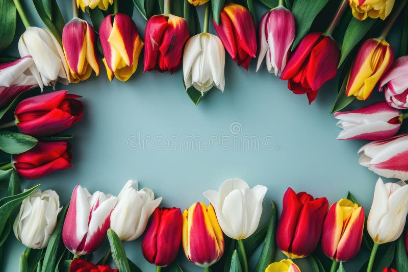 Tulip Banner with Space for Text Stock Illustration - Illustration of ...