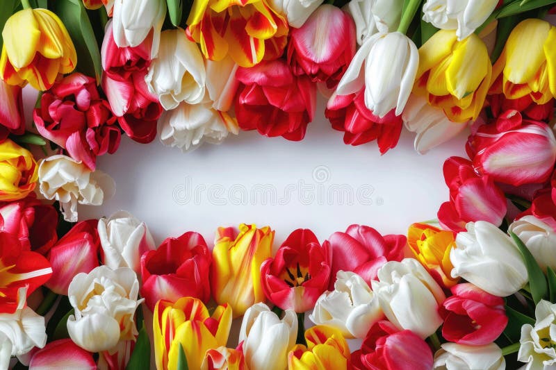 Tulip Banner with Space for Text Stock Illustration - Illustration of ...