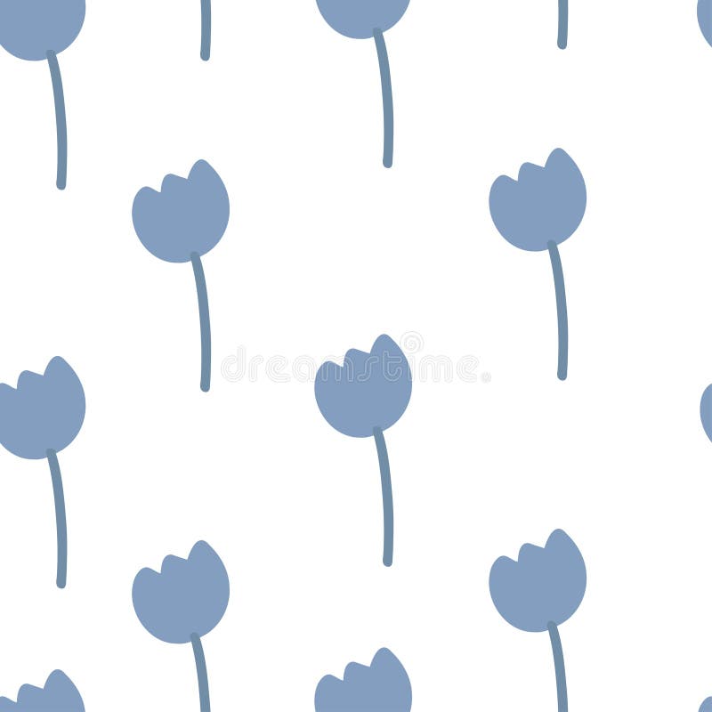 Tulip Bellflower Flat Design Vlue Simple Flat Design Seamless Pattern ...