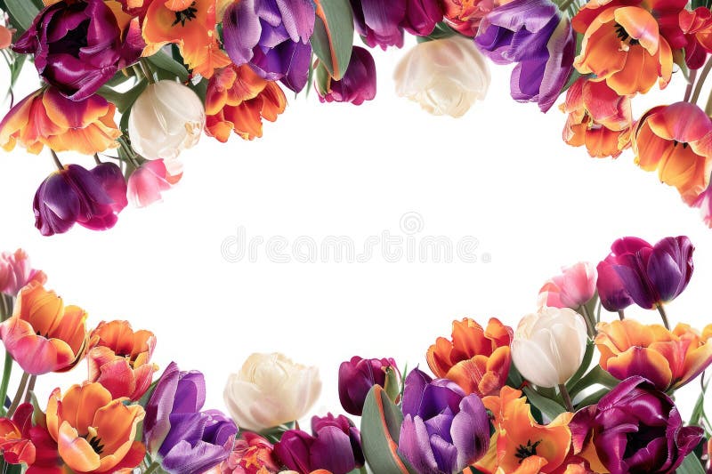 Tulip Border with Blank Space. Stock Image - Image of decoration, blank ...