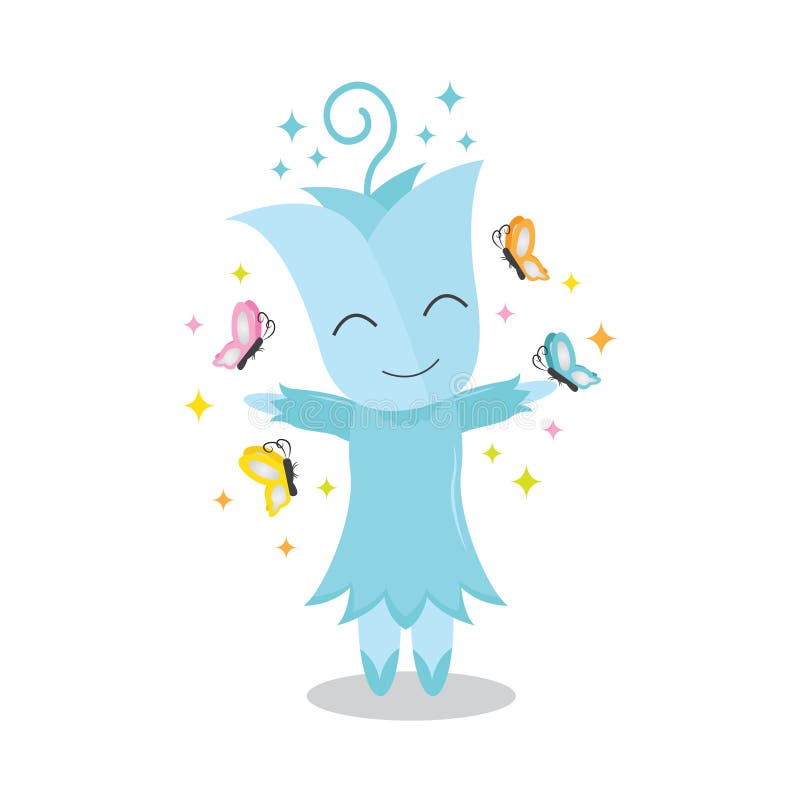 Tulip Character with Butterflies. Vector Illustration Decorative Design ...