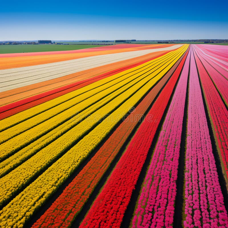 Tulip Field in Full Bloom. AI Generative Stock Illustration ...