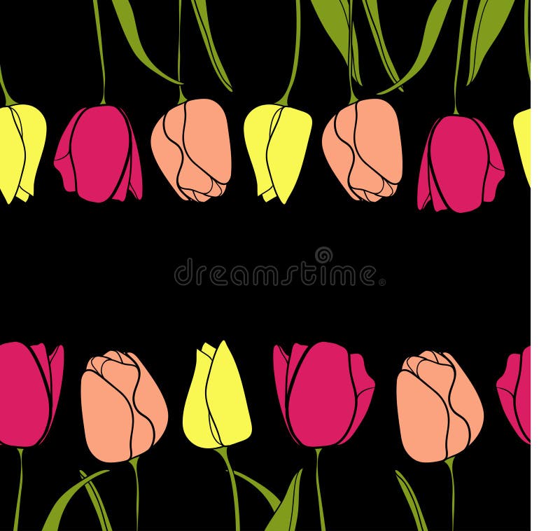 Tulip Flower Border Background Vector Stock Vector - Illustration of ...