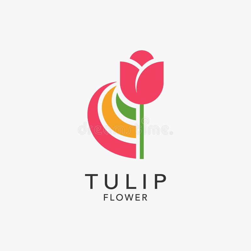 Tulip Flower and Colorful Elements for Tulip Garden Logo Design Stock ...