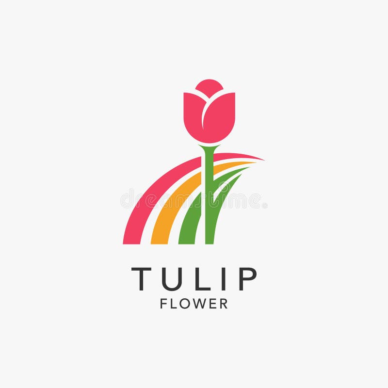 Tulip Flower and Colorful Elements for Tulip Garden Logo Design Stock ...