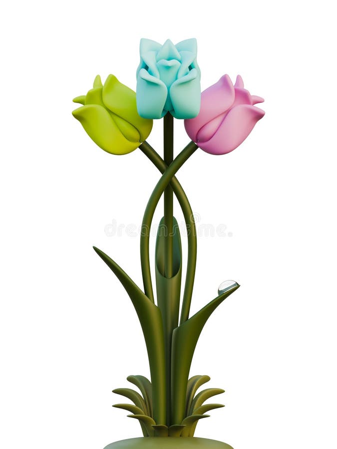 Tulip Flower 3D Design Element Stock Illustration - Illustration of ...