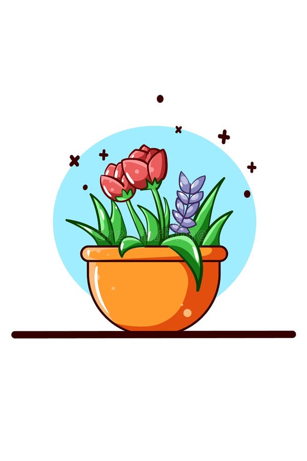 Tulip Flower Pots Vector Icon Cartoon Illustration Stock Vector ...
