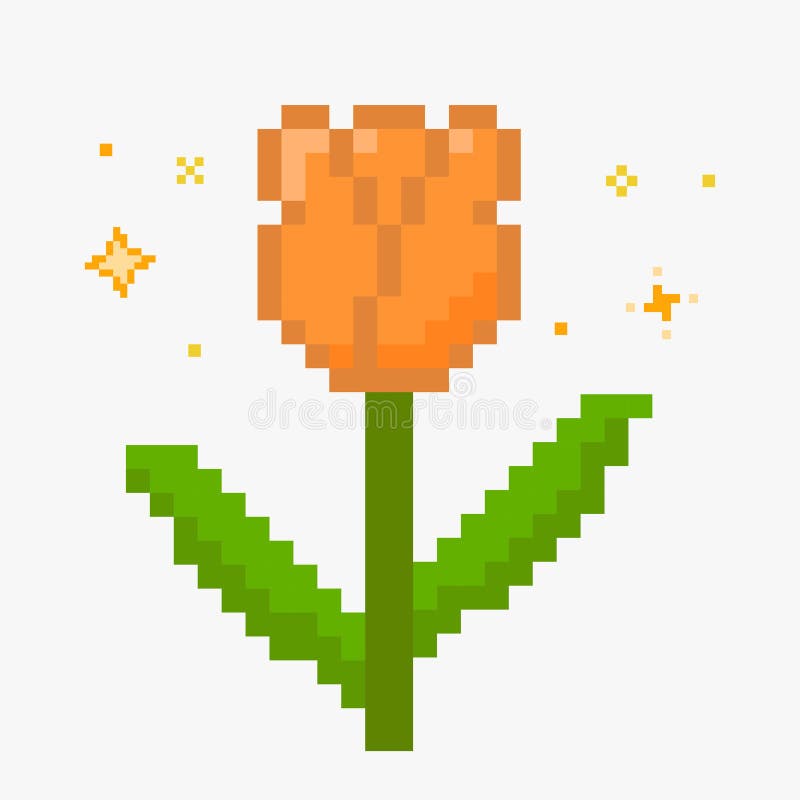 Tulip Flower Vector with Sparkling Pixel Art Stock Vector ...