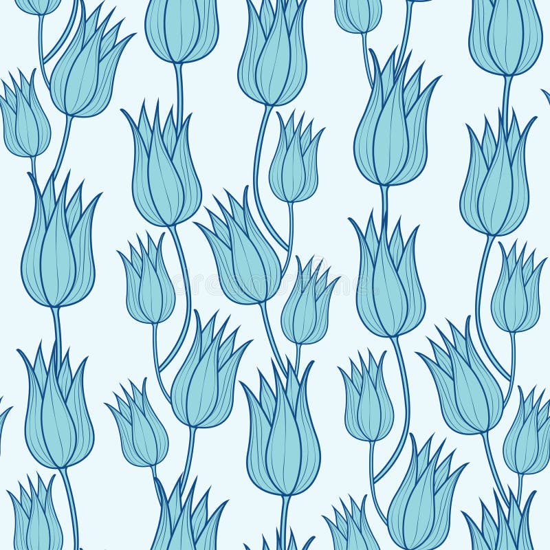 Tulip Flowers Seamless Pattern Vertical Layout Stock Vector ...