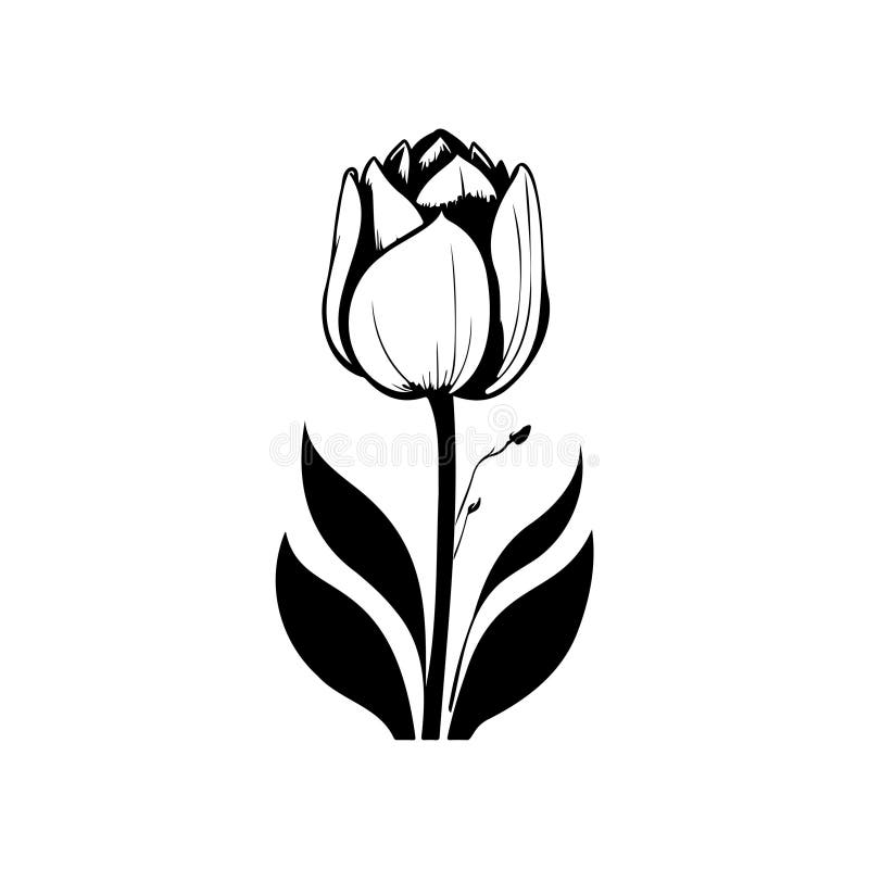 Tulip Icon Hand Draw Black Flower Logo Symbol Perfect Stock Vector ...