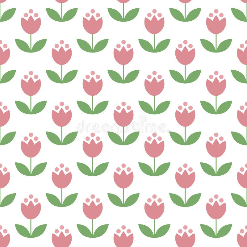 Tulip Pattern, Cute Minimalist Geometric Seamless Repeating Tile Stock ...