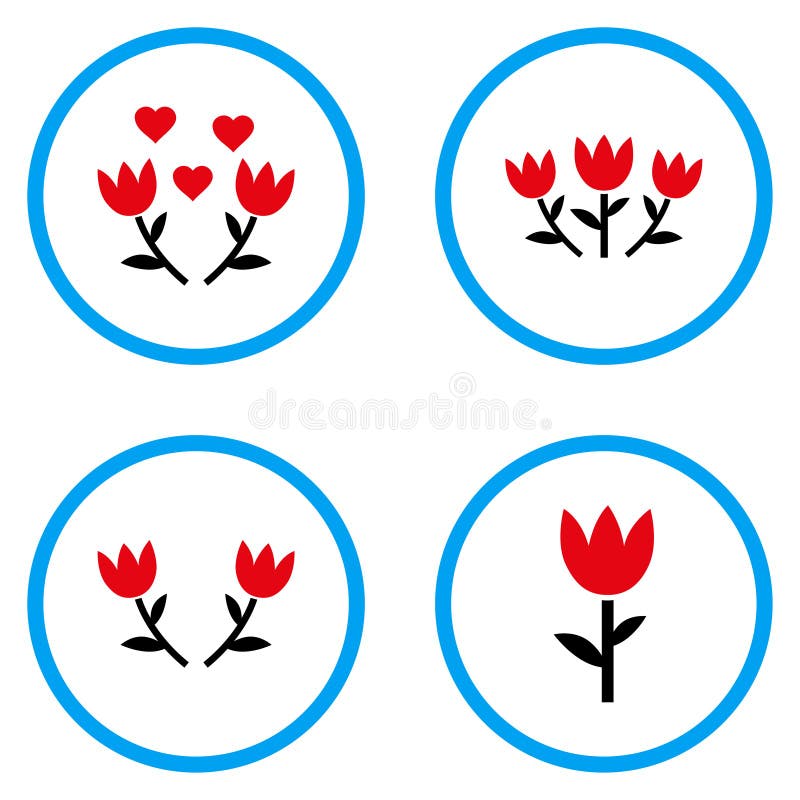 Tulip Rounded Vector Icons illustration de vecteur. Illustration du tulipe - 93341095