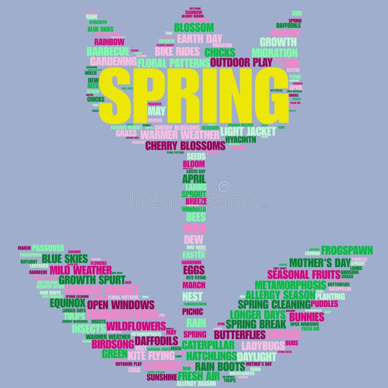 Tulip-shaped Tag Cloud about Spring Season Stock Vector - Illustration ...