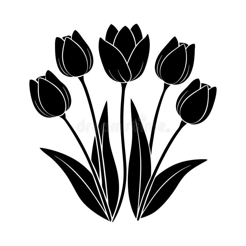 Tulip Silhouette Floral Design Botanical Flower Vector Art Stock Vector ...