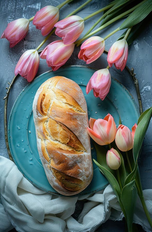 The Tulip Springtime Bread is Shown on Top of Tables Stock Photo ...