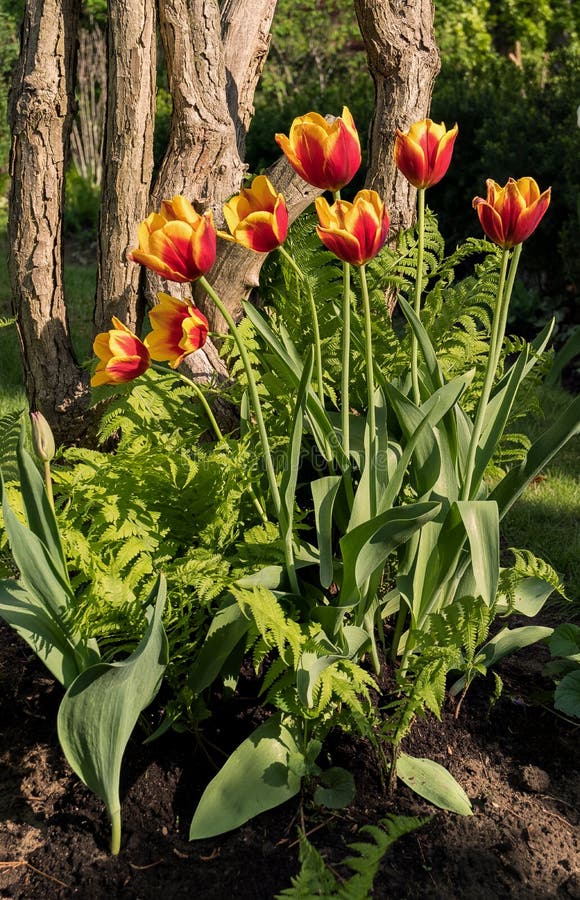 Tulips stock image. Image of nature, season, tulip, bush - 253913569